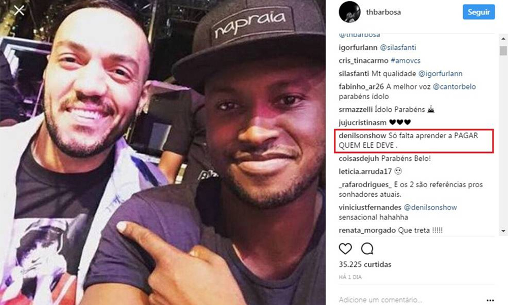 Ex-jogador Denílson cobra dívida de cantor Belo na internet – Ilha Carioca Ex-jogador Denílson cobra dívida de cantor Belo na internet – Ilha Carioca